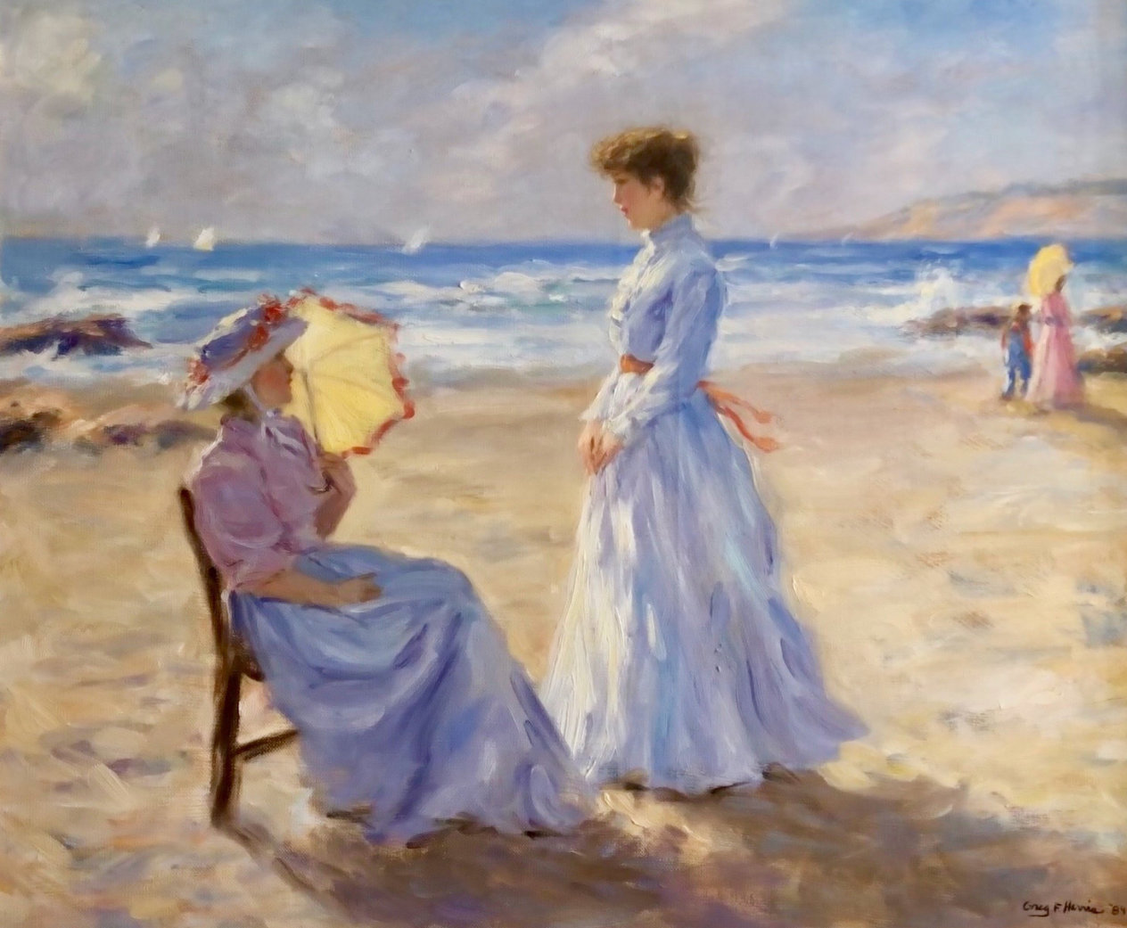 Beach Scene 1984 26x30 by Gregory Frank Harris - For Sale on Art Brokerage