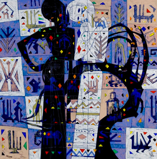 Two Sisters Limited Edition Serigraph by He Neng - For Sale on Art ...