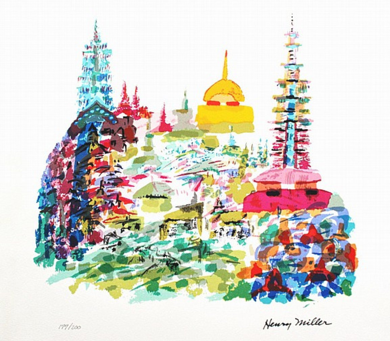 Jerusalem Serigraph 16x16 by Henry Miller - For Sale on Art Brokerage