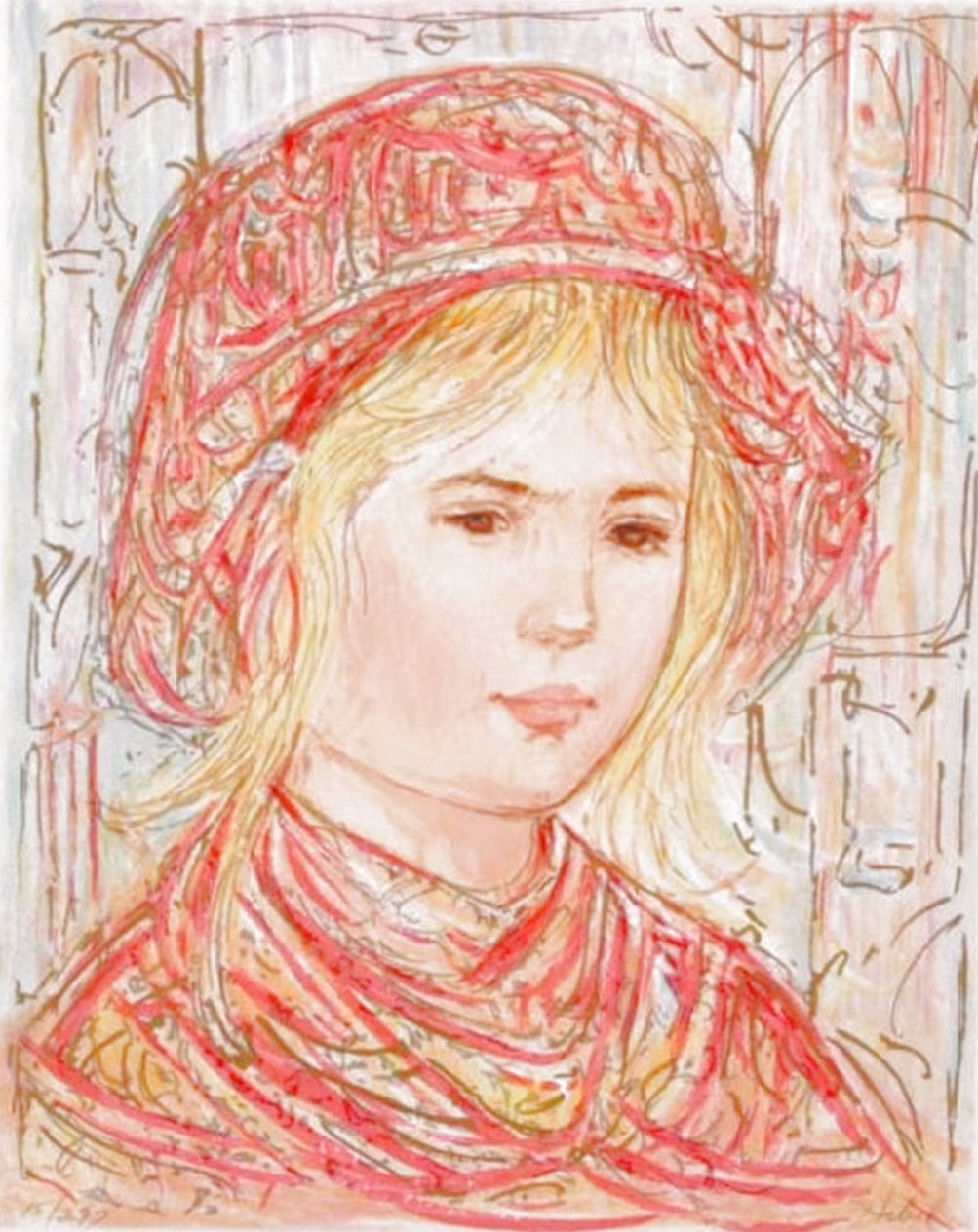 Liv 11x9 Serigraph by Edna Hibel - For Sale on Art Brokerage