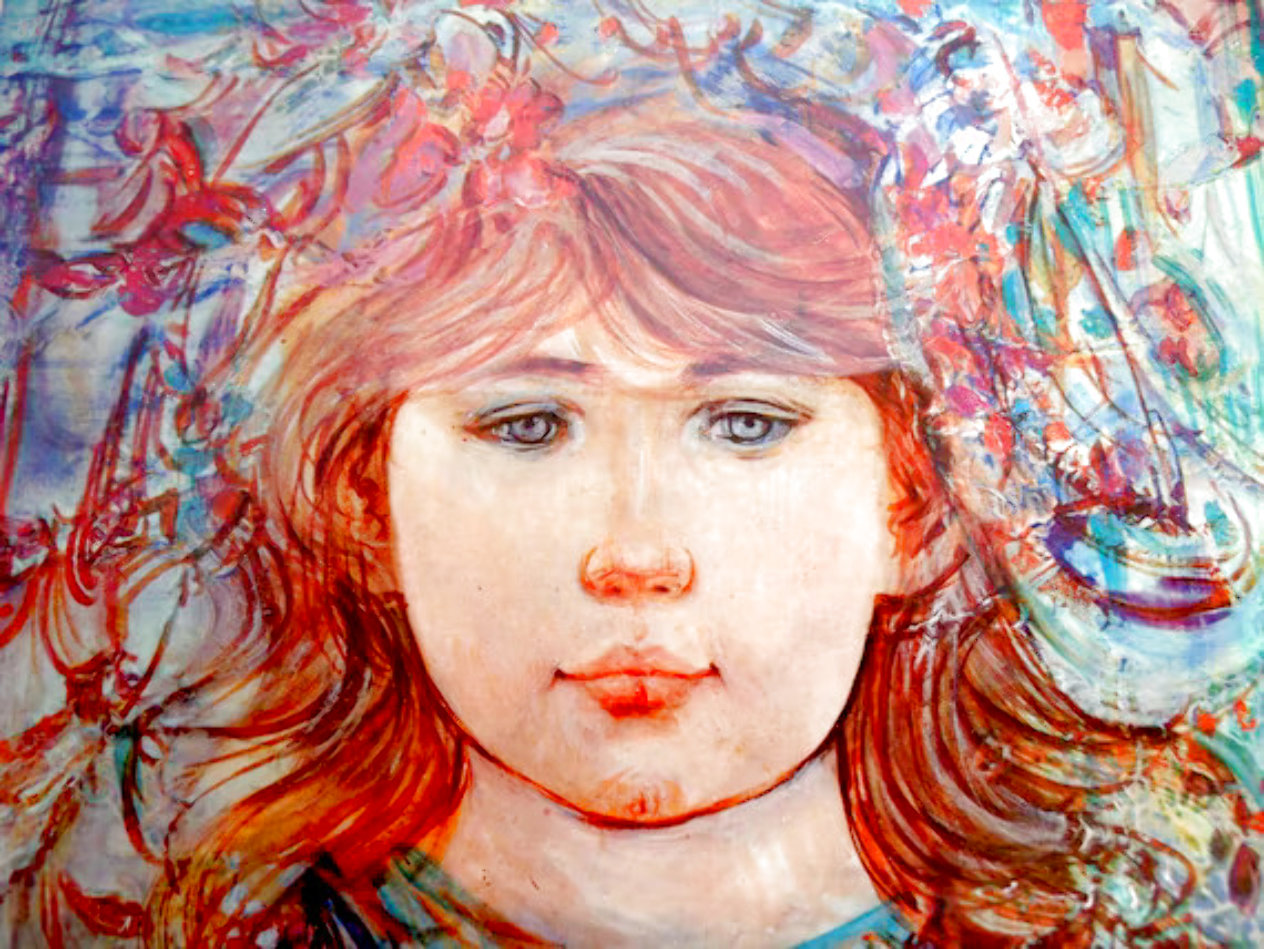 Monique 1978 Lithograph 10x10 by Edna Hibel - For Sale on Art Brokerage