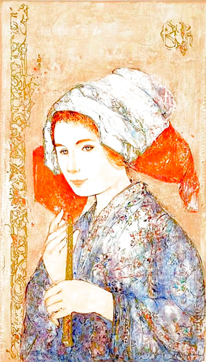 Recorder Serigraph 30x20 by Edna Hibel - For Sale on Art Brokerage