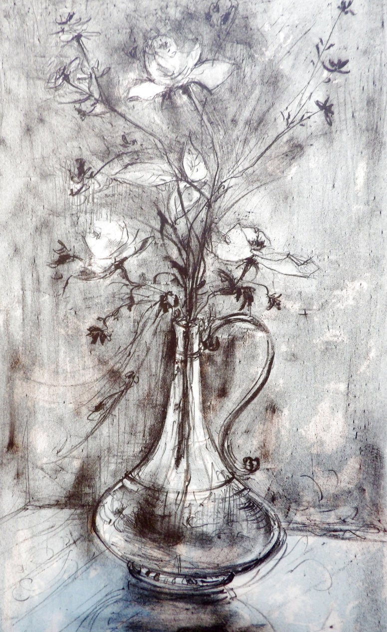 Single Vase of Flowers AP Lithograph 17x9 by Edna Hibel - For Sale on ...