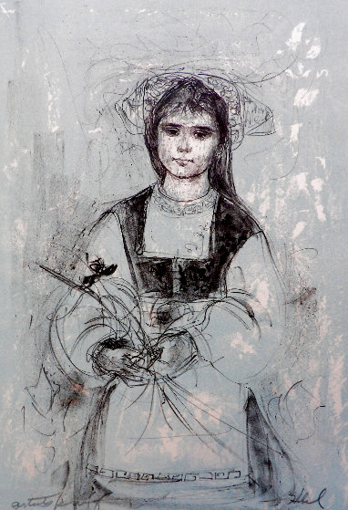 Isabel AP Lithograph 18x10 by Edna Hibel - For Sale on Art Brokerage