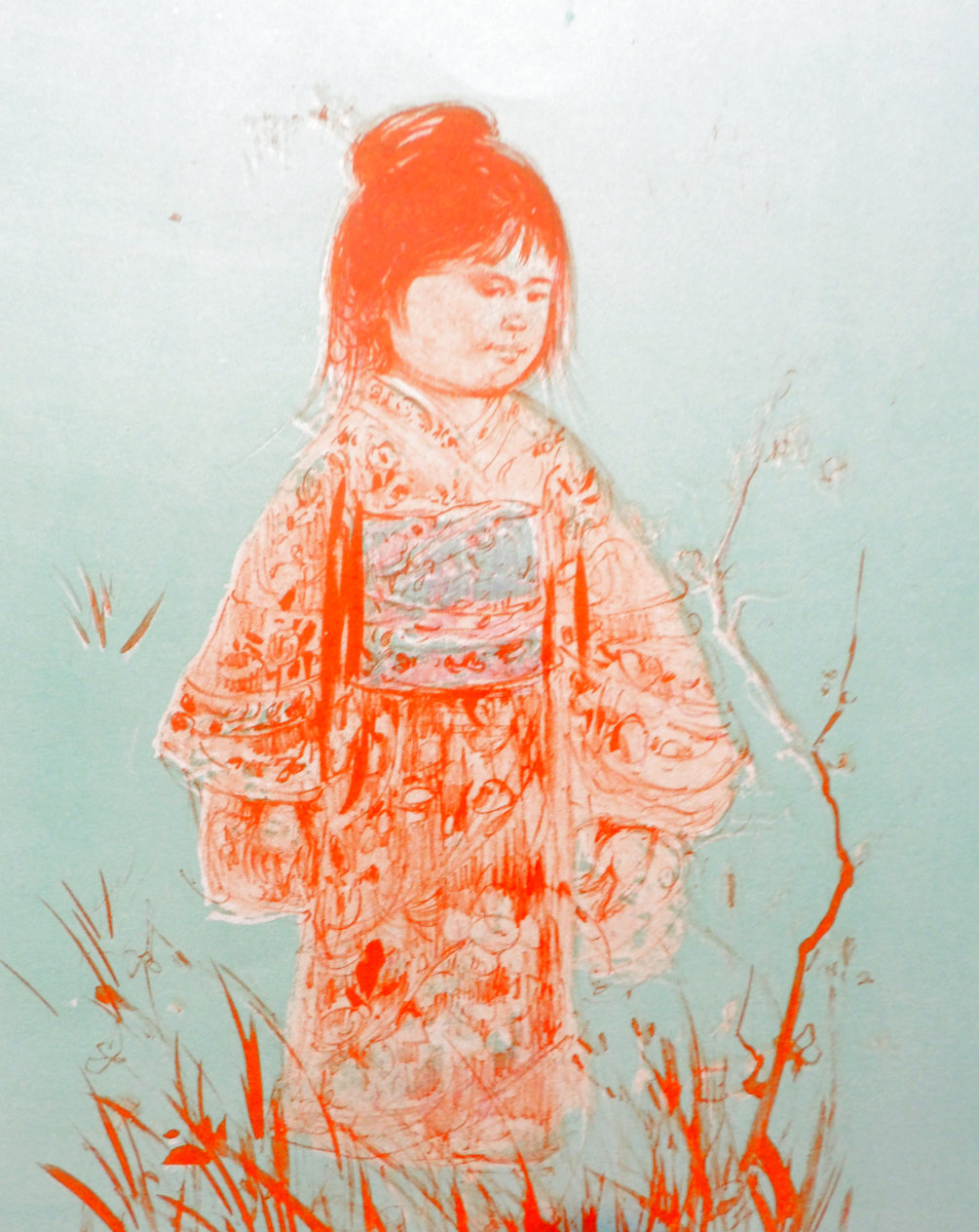Japanese Girl 1975 Unique Lithograph 14x9 by Edna Hibel - For Sale on ...