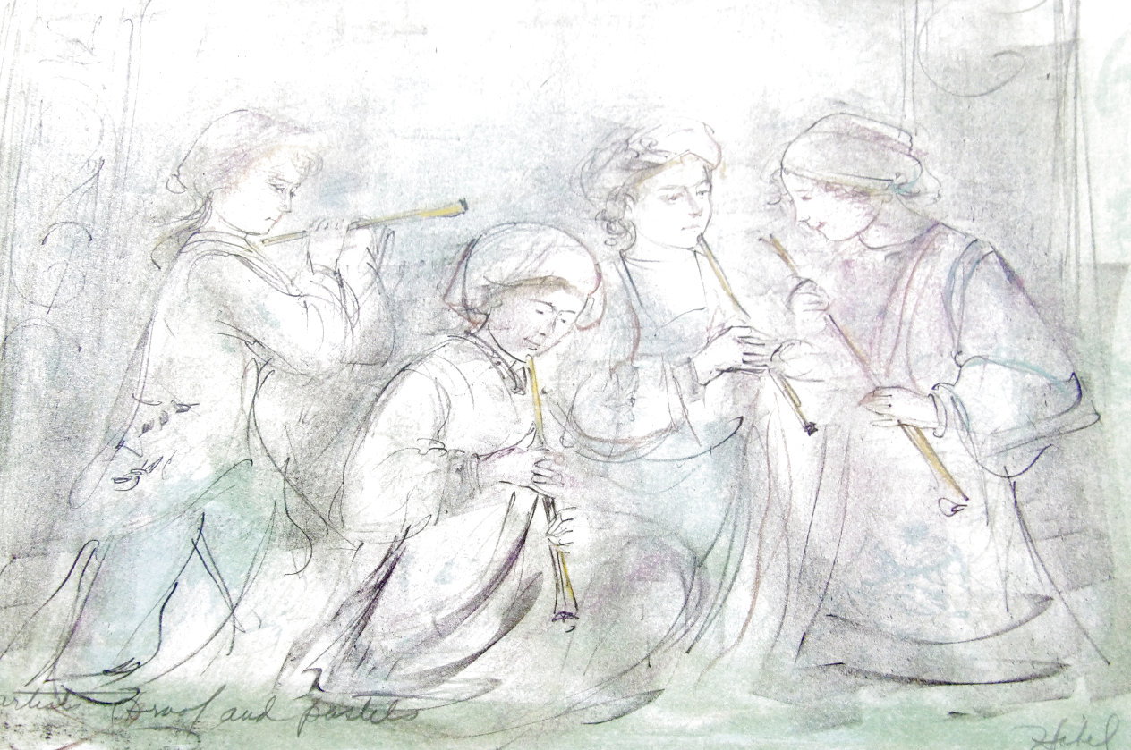 Four Musicians AP 1977 Lithograph 13x17 by Edna Hibel - For Sale on Art ...