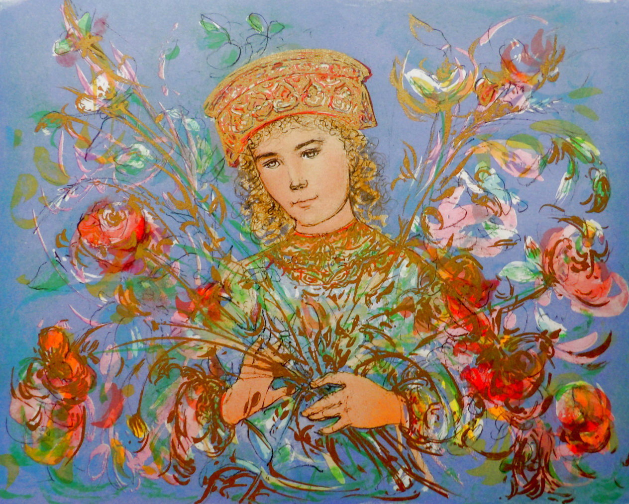 Cheryl 1992 Lithograph 14x16 by Edna Hibel - For Sale on Art Brokerage