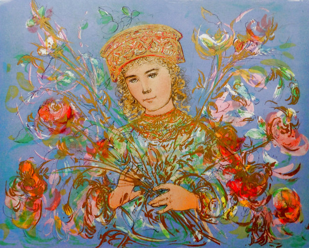 Cheryl 1992 Lithograph 14x16 by Edna Hibel - For Sale on Art Brokerage