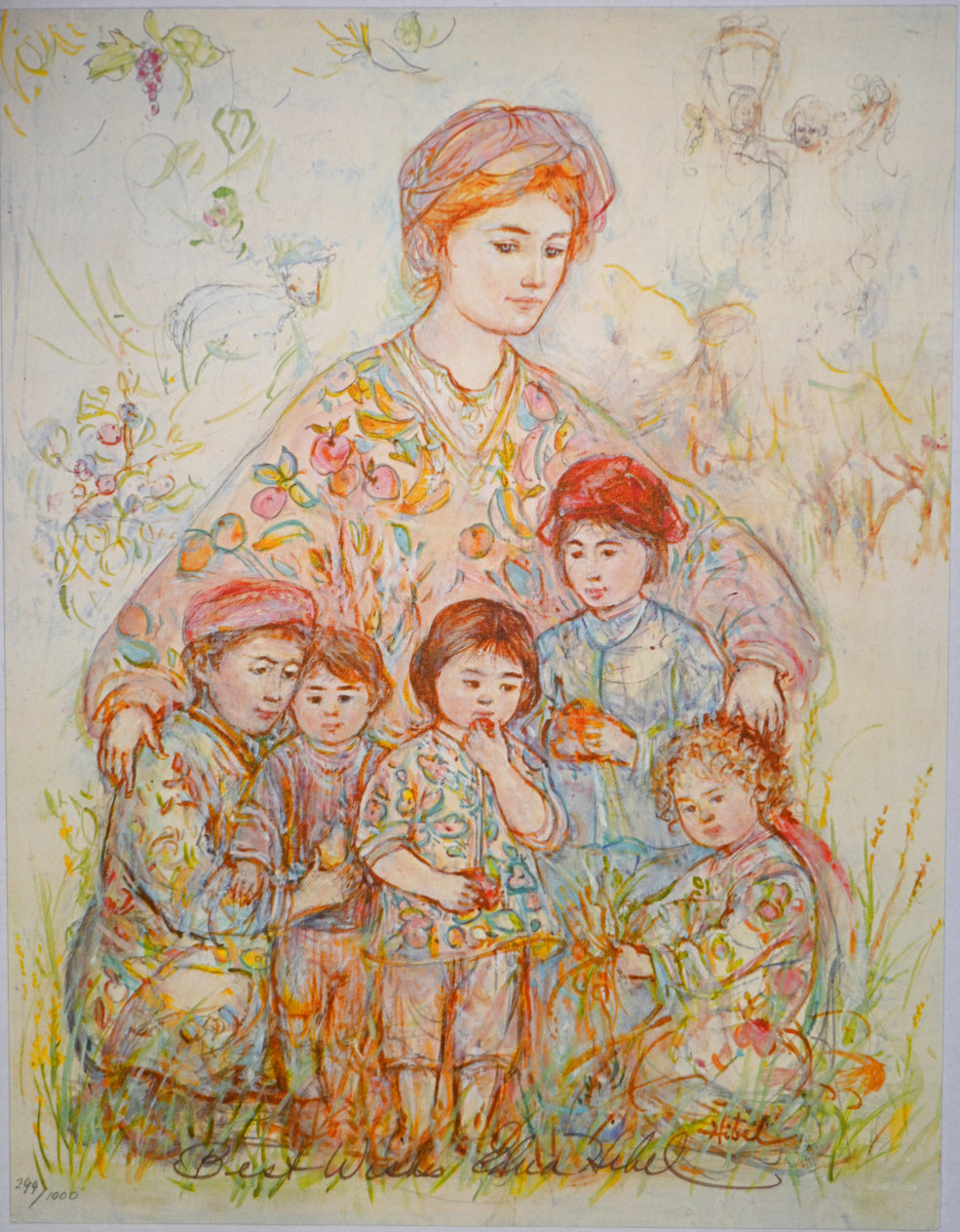 Mother Earth 1983 Limited Edition Lithograph by Edna Hibel - For Sale ...