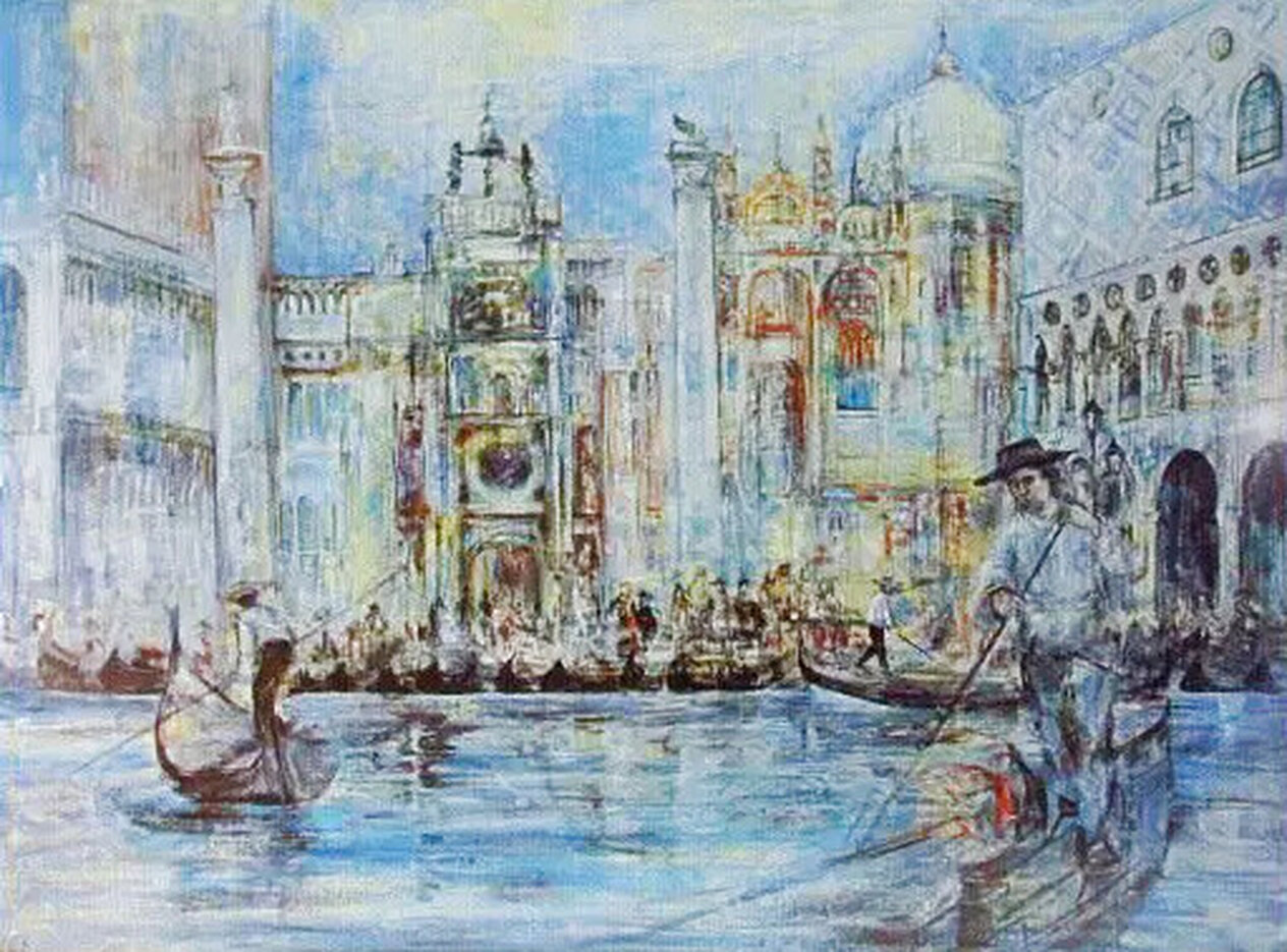 Venice Lagoon 1988 Framed Limited Edition Serigraph 30x40 by Edna Hibel ...