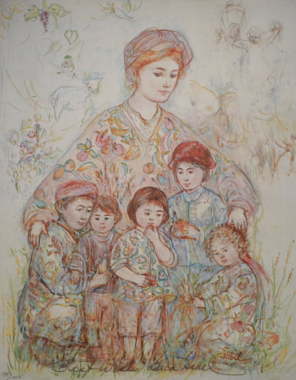 Mother Earth 1983 Framed Limited Edition Lithograph 11x9 by Edna Hibel ...