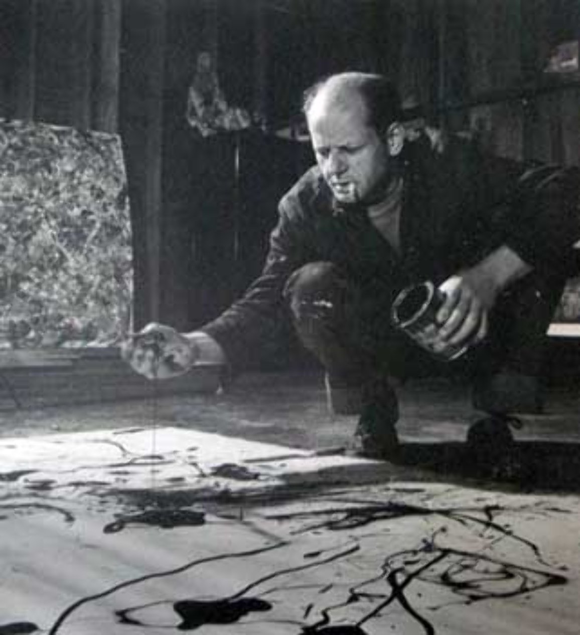 Jackson Pollock Painting in His Studio 1949 Silver Gelatin Photograph ...
