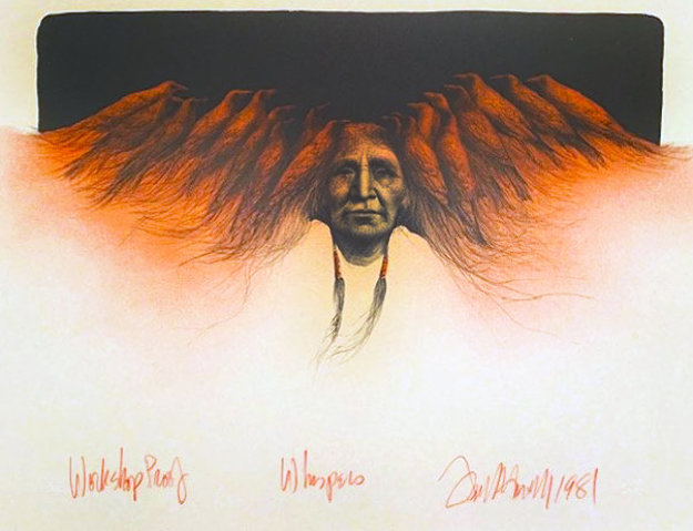 Frank Howell , Whispers print , portrait of native american indian man ...