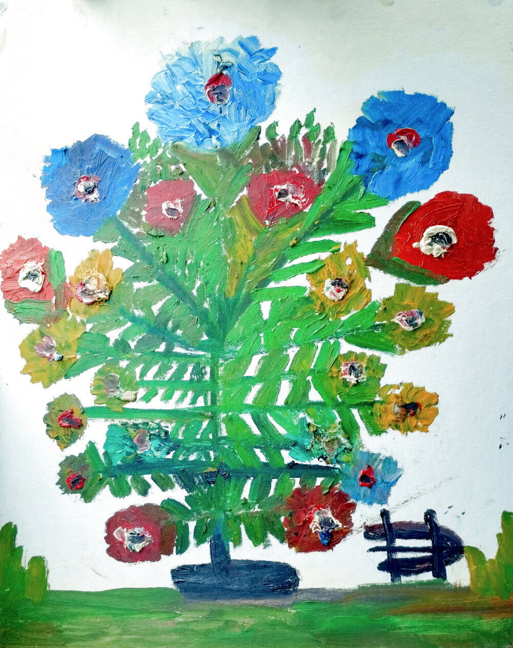 Zinnias Oil on Gypsum Board by Clementine Hunter - For Sale on Art ...