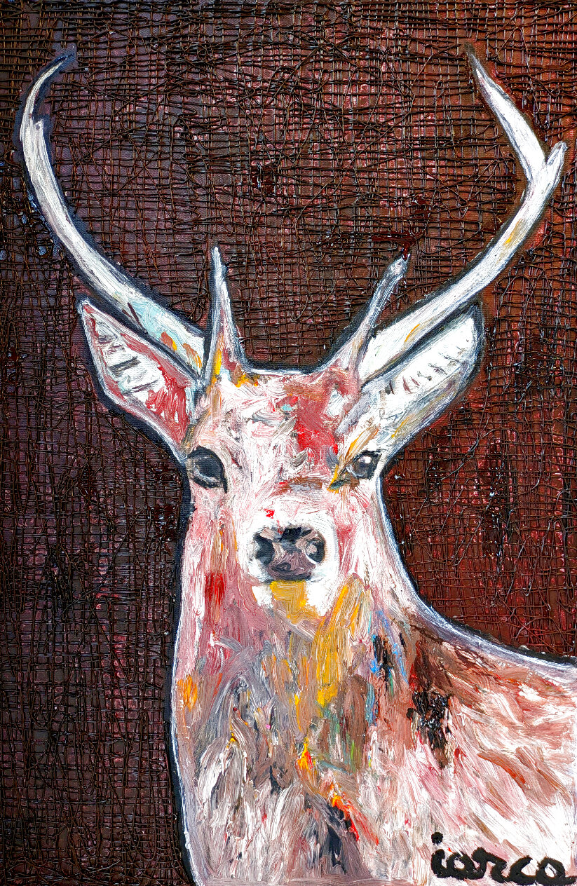 Stag Deer 2023 Acrylic on Canvas by Costel Iarca - For Sale on Art ...