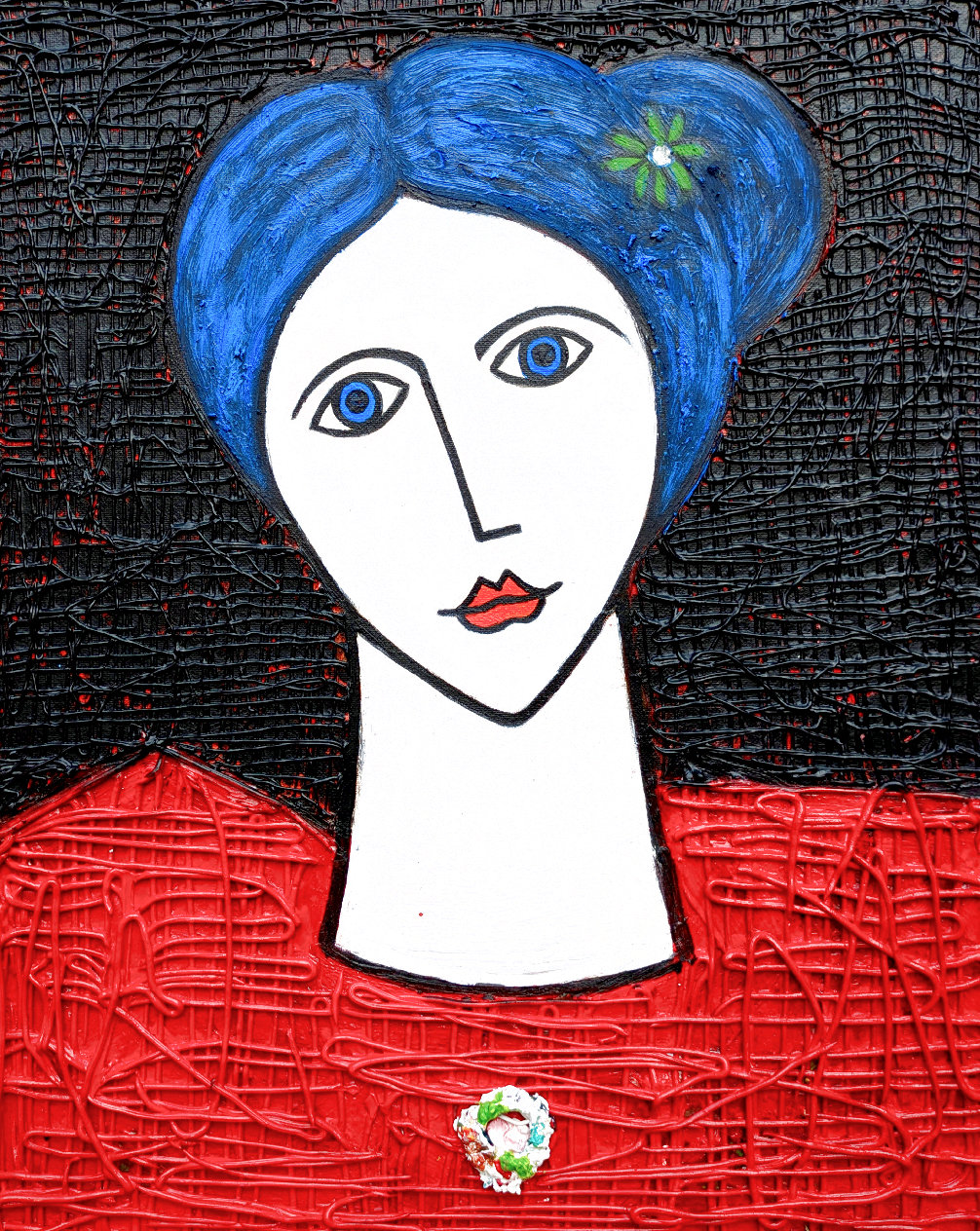 Young Girl in Red 2023 Acrylic on Canvas by Costel Iarca - For Sale on ...