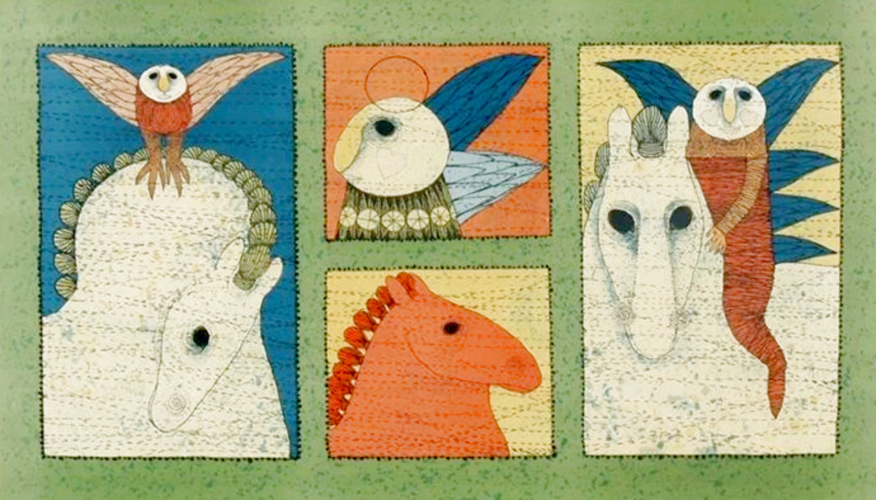 Equestrian Owls 1970 Limited Edition Lithograph by Carol Jablonsky ...