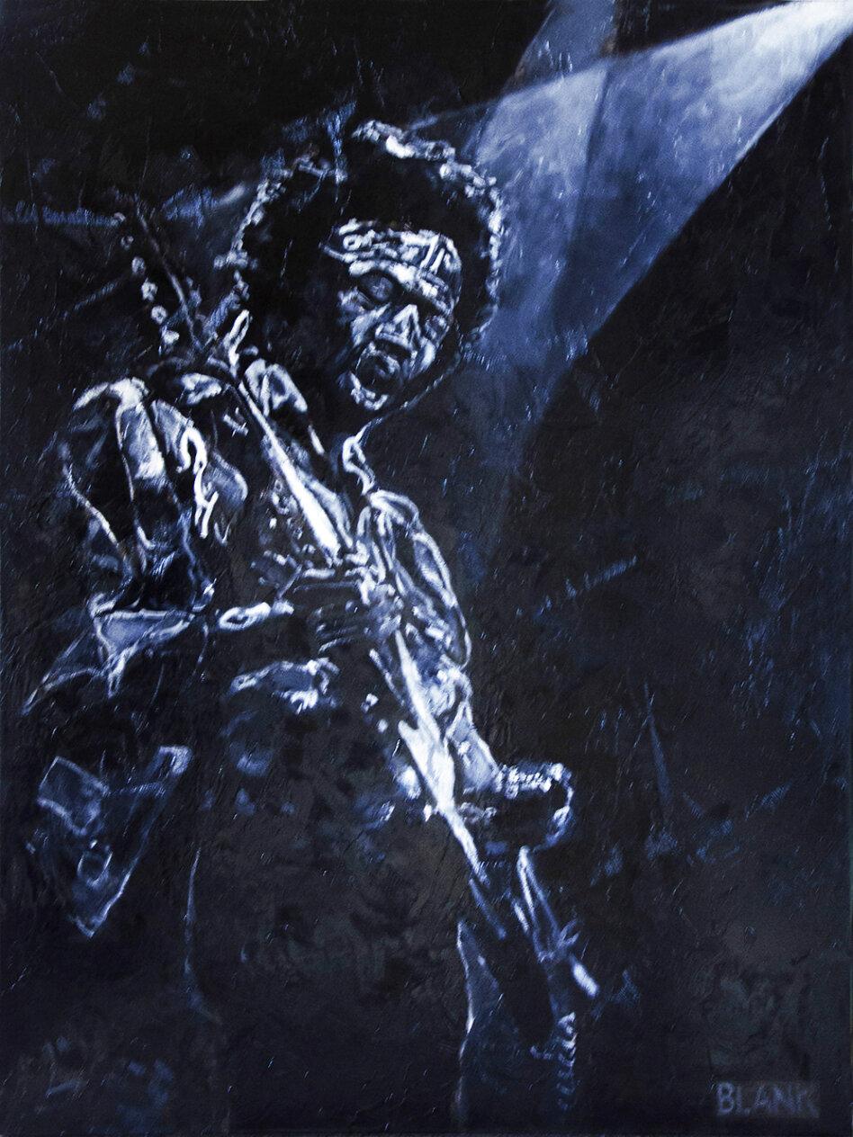 Jimi in Black 2018 Oil on Canvas by Jerry Blank - For Sale on Art Brokerage