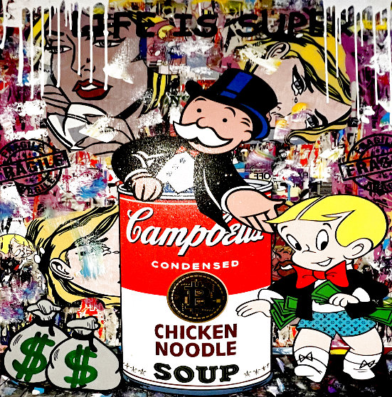 Life is Super Mixed Media on Canvas by Jozza - For Sale on Art Brokerage