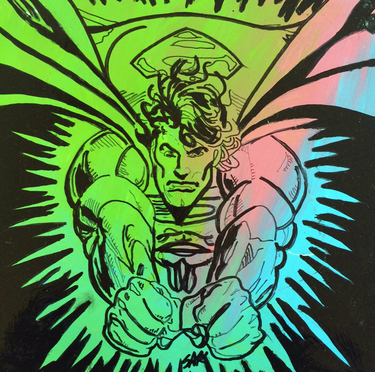 Superman Ceramic Plate Unique 9x9 by Steve Kaufman - For Sale on Art ...