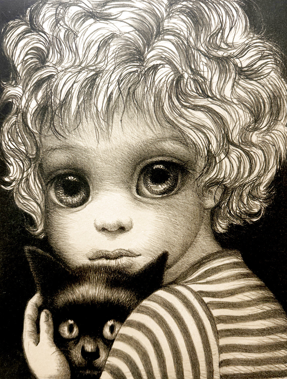 Girl with Cat 1972 Limited Edition Lithograph by Margaret D. H. Keane ...