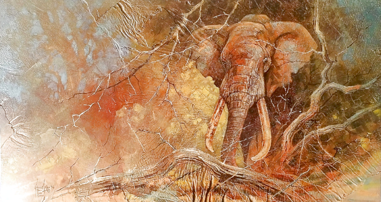 Big Five Series Moving On 1996 Serigraph 12x20 by Kobus Moller - For ...