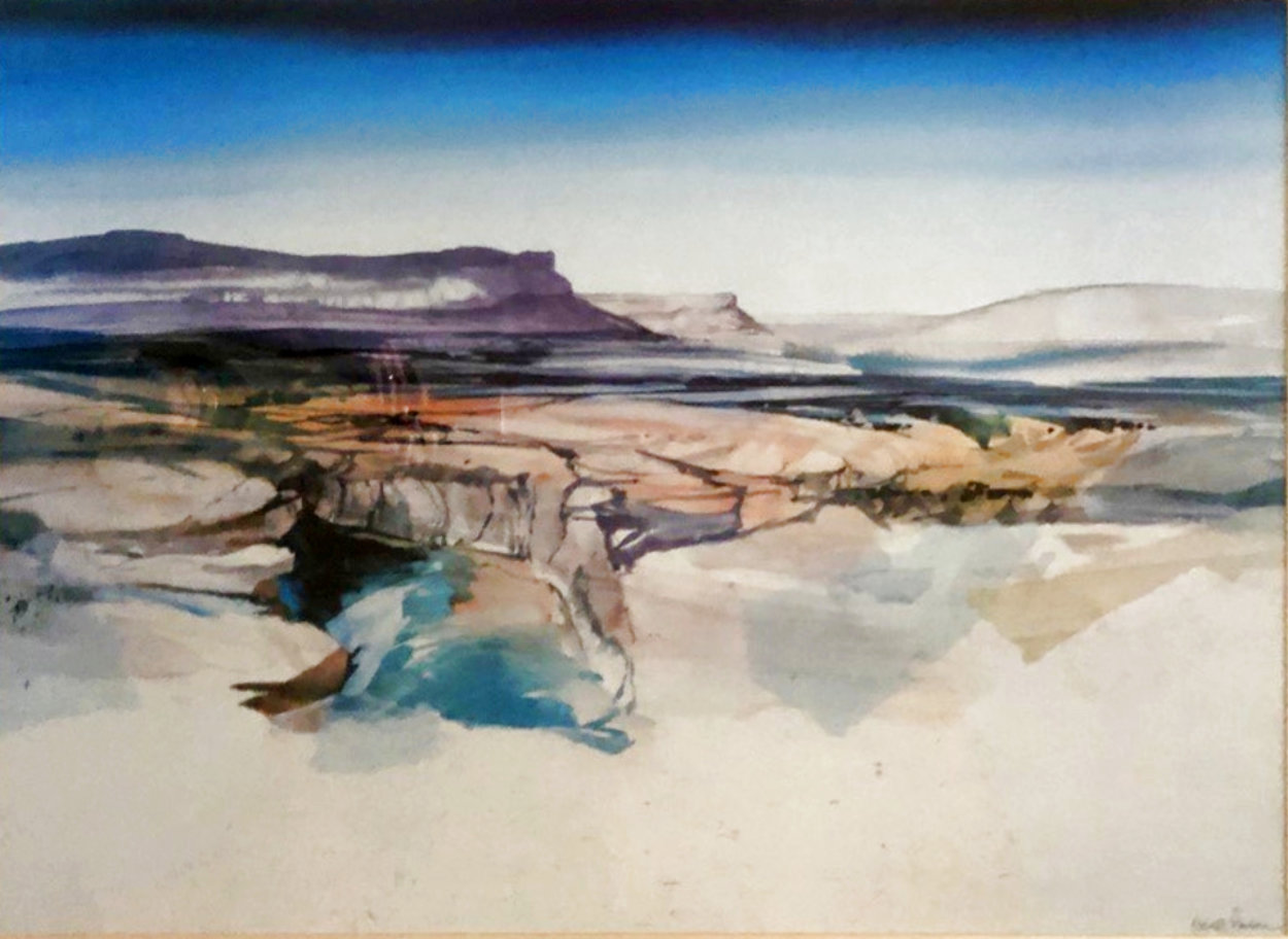 Untitled Landscape Watercolor 50x38 by Hal Larsen