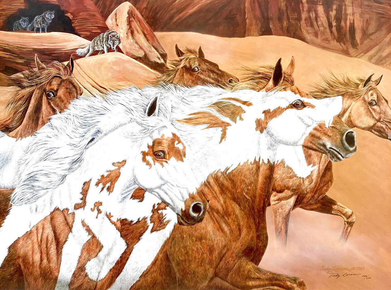 Four Wolves 1989 Limited Edition Lithograph by Judy Larson - For Sale ...