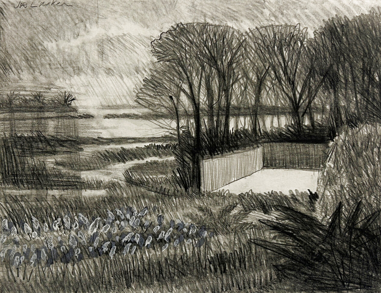 Tennis Court II Drawing by Joe Lasker - For Sale on Art Brokerage