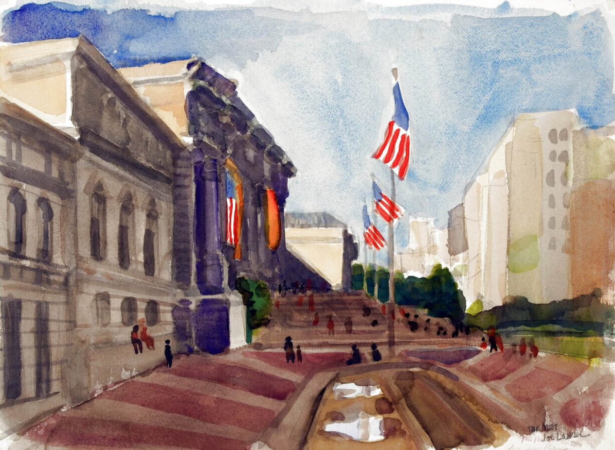 Met Watercolor on Board by Joe Lasker - For Sale on Art Brokerage