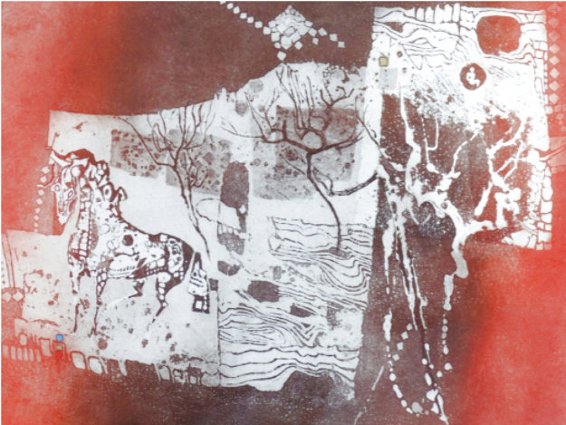 Horses in the Wind 1979 Serigraph With Embossing on Paper 29x22 by Lebadang