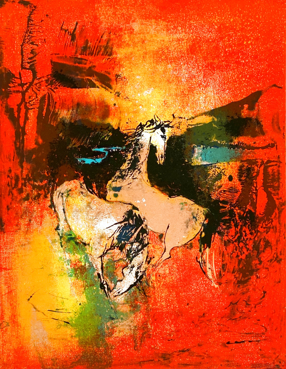 Horses 1970 Lithograph 22x30 by Lebadang - For Sale on Art Brokerage
