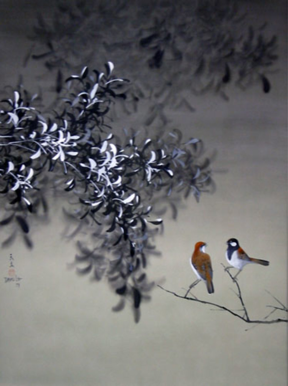 Winter 1979 Oil on Silk 40x30 by David Lee - For Sale on Art Brokerage