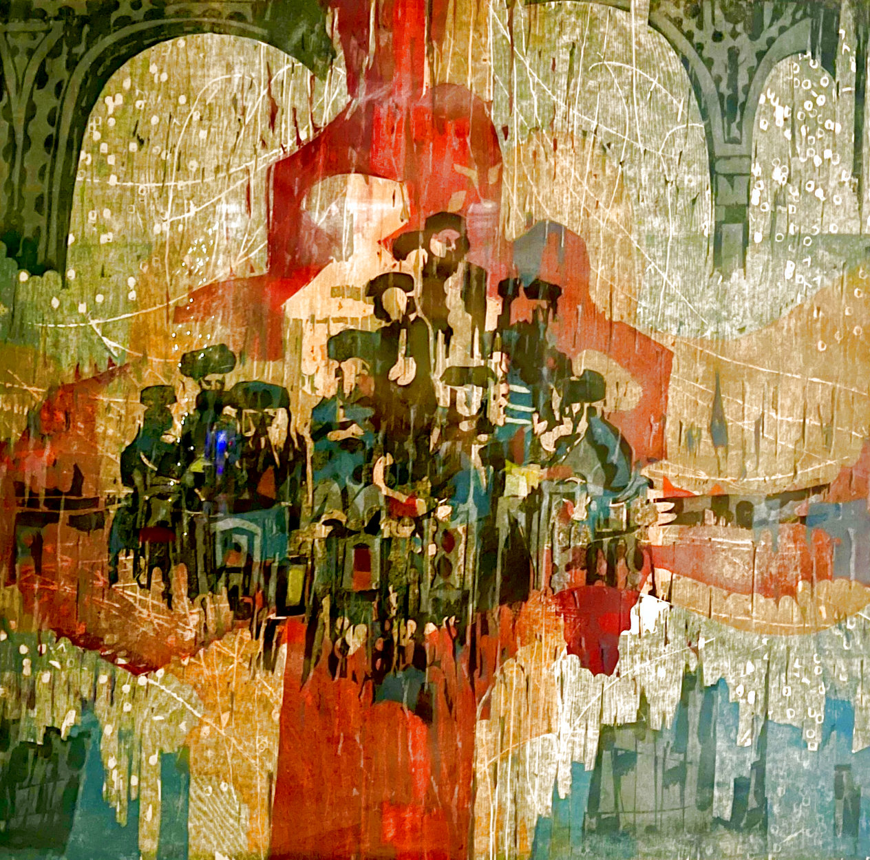Students in the Synagogue of Tsfat 1964 Lithograph 26x26 by Samella ...