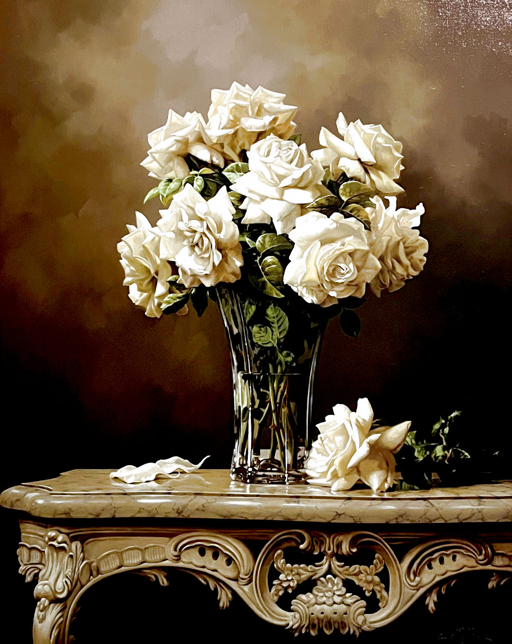 Elegance of White Oil on Canvas by Lex Gonzalez - For Sale on Art Brokerage
