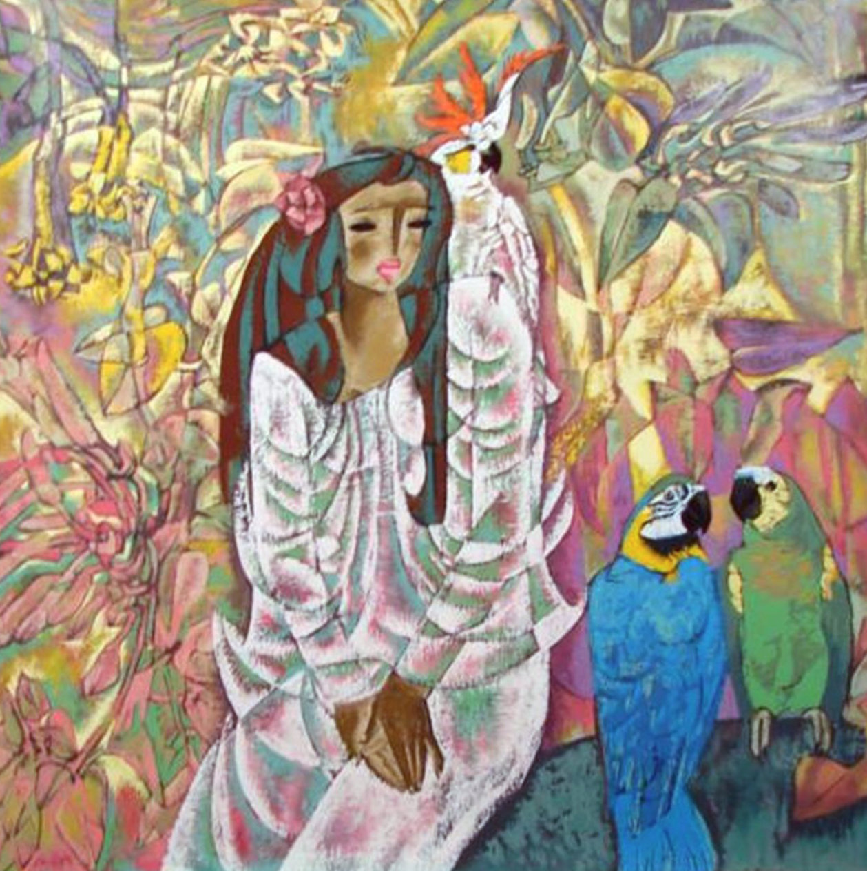 Zhou Ling print of a girl with toucan by Zhou Ling - For Sale on Art ...
