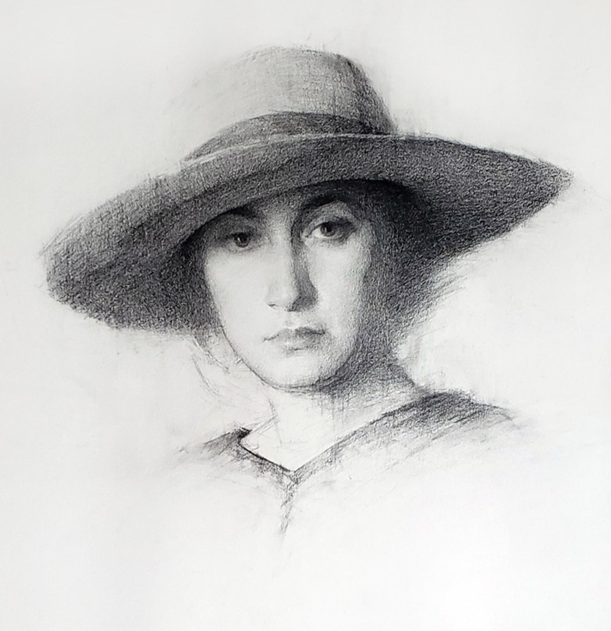 Summer Hat Portrait in charcoal by Jeremy Lipking - For Sale on Art ...