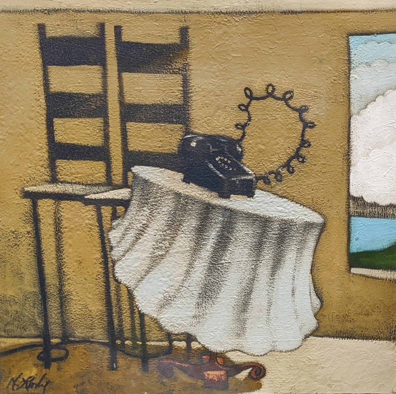 Telephone Curtsy Acrylic and Sand on Paper by Matt Lively - For Sale on ...