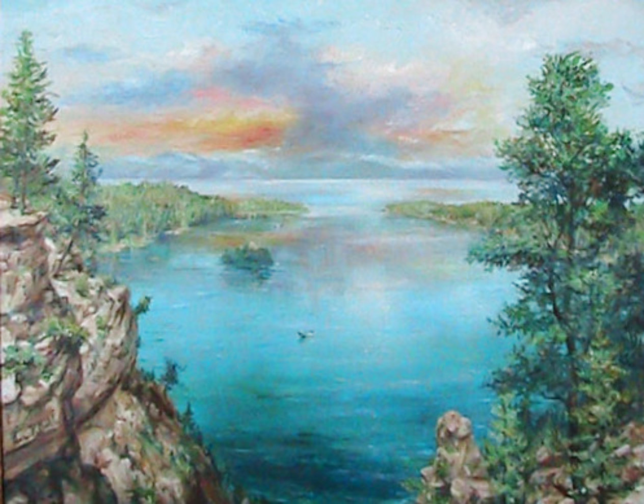 Emerald Bay Oil on Canvas 24x30 by Eva Makk - For Sale on Art Brokerage