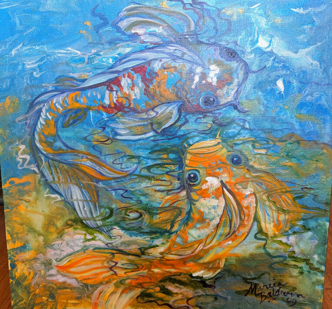 Koi Abstract 2009 Oil on Canvas by Marcia Baldwin - For Sale on Art Brokerage