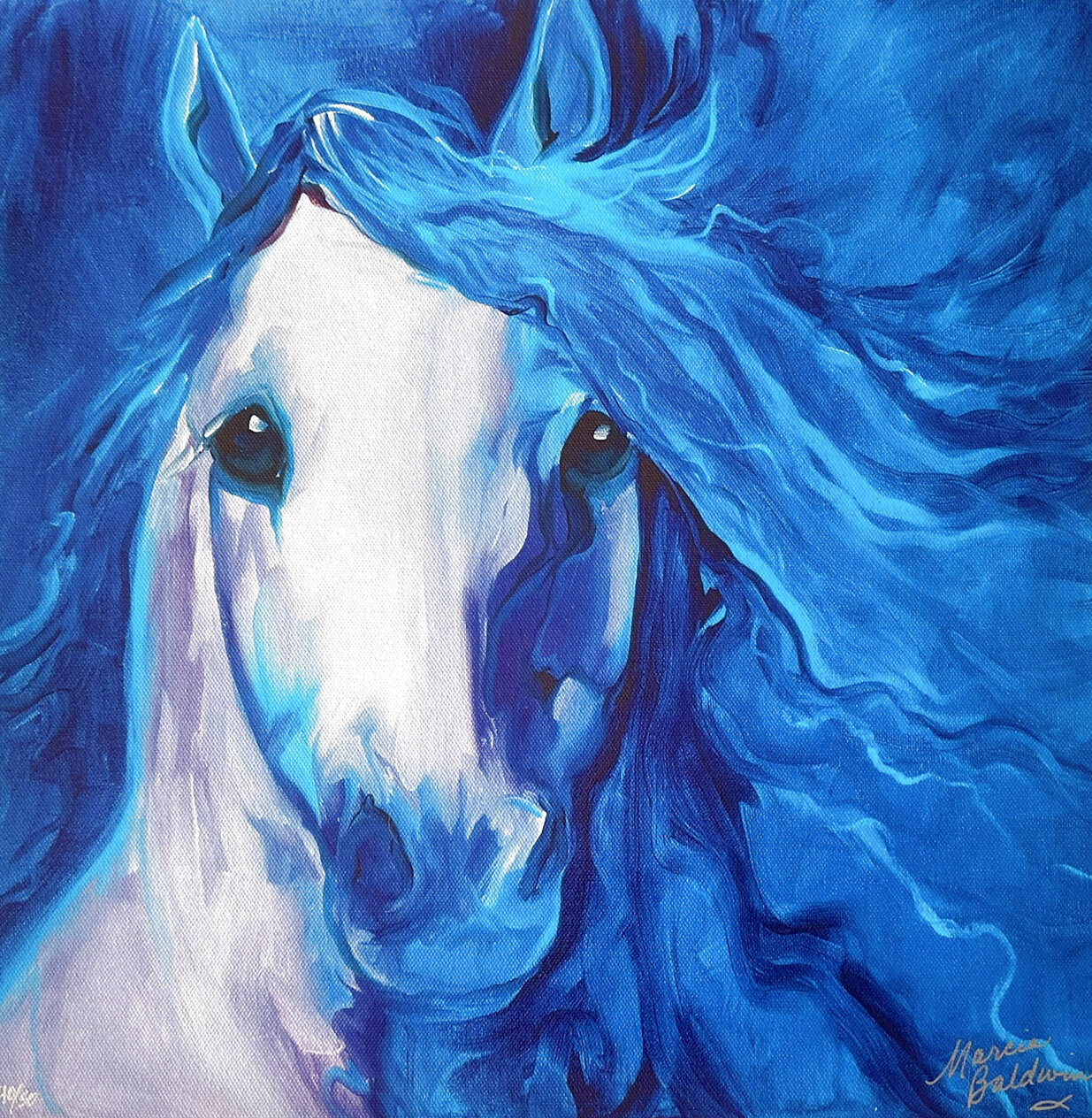 Perussian Blue Equine Abstract 2010 Limited Edition Giclee on Canvas ...