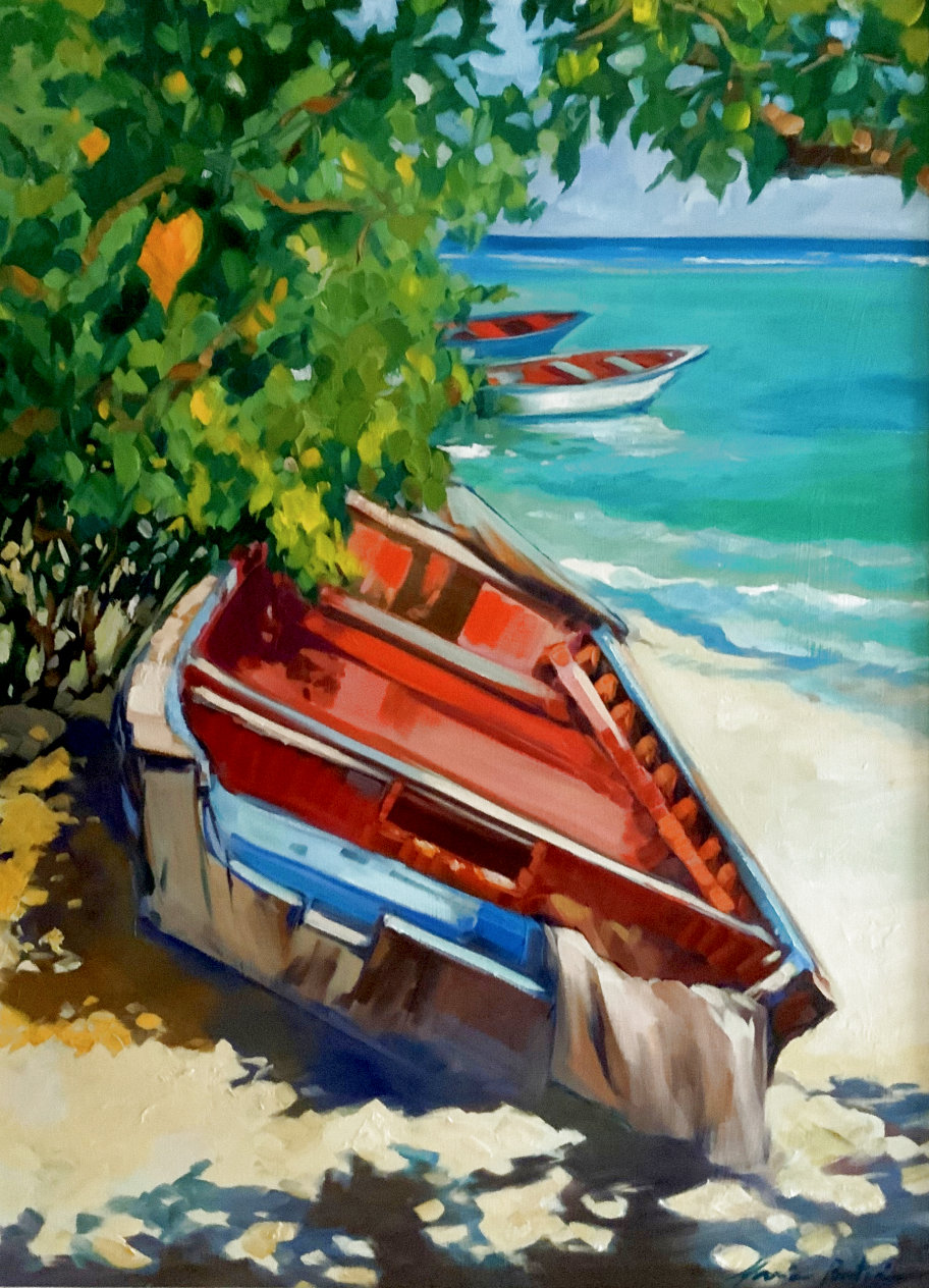 Lone Boat on the Beach 2005 Oil on Panel by Maria Bertran - For Sale on ...