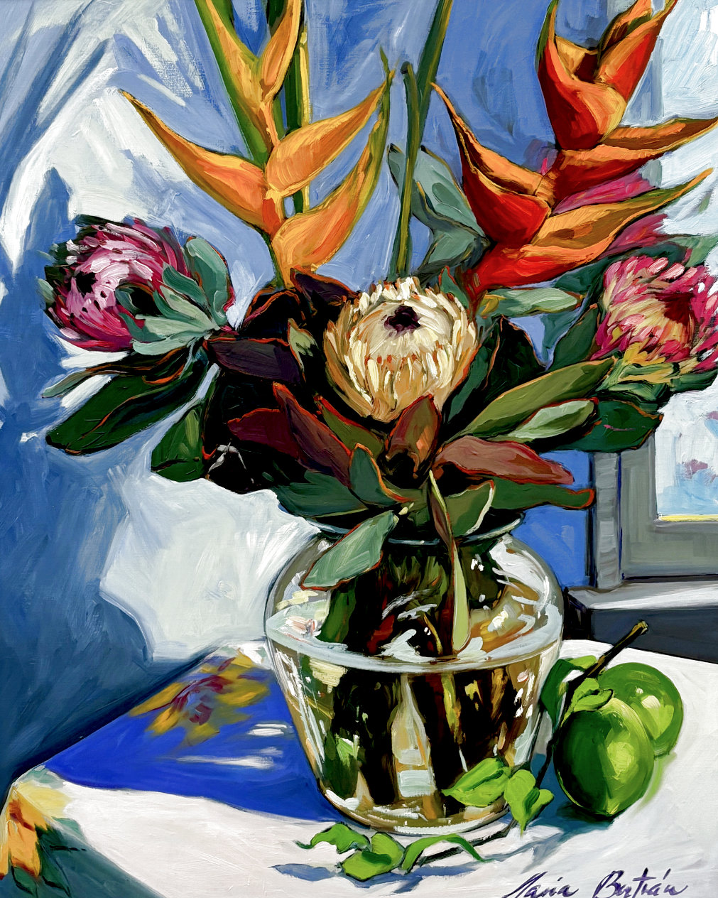 Proteas and Limes Oil on Canvas by Maria Bertran - For Sale on Art ...