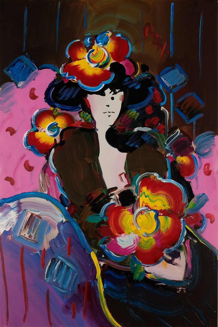 peter max portrait of a woman with hat and bouquet by Peter Max - For ...