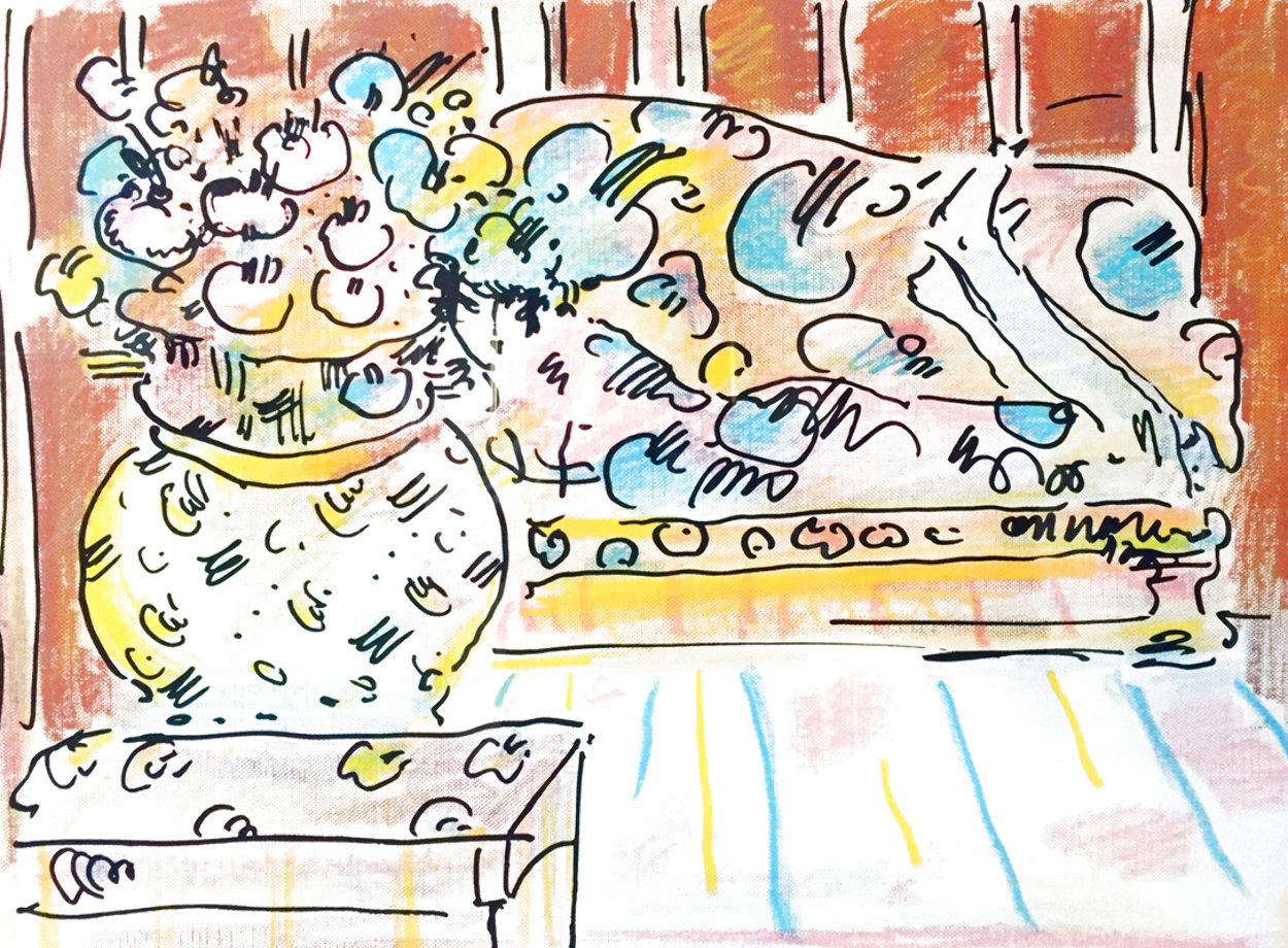 Peter Max, Lady on Couch With Vase, 1979 by Peter Max