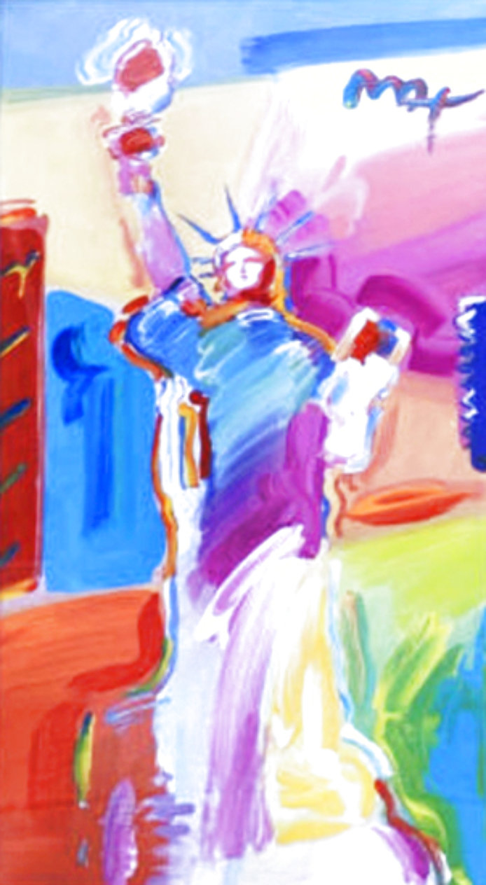 Statue of Liberty Unique 2001 Framed Mixed Media 39x19 by Peter Max - For Sale on Art Brokerage