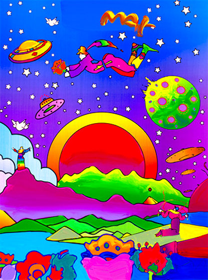 Tip Toe Floating on Blends Unique 2006 30x26 by Peter Max