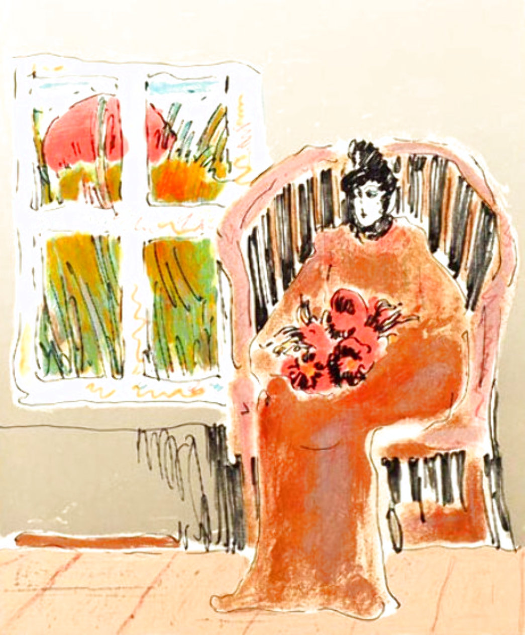 Peter Max , print, Lady in Brown by Peter Max - For Sale on Art Brokerage