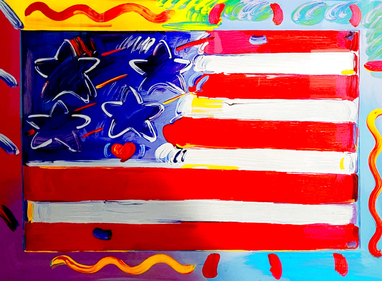 Flag with Heart 2012 Serigraph 15x19 by Peter Max - For Sale on Art ...