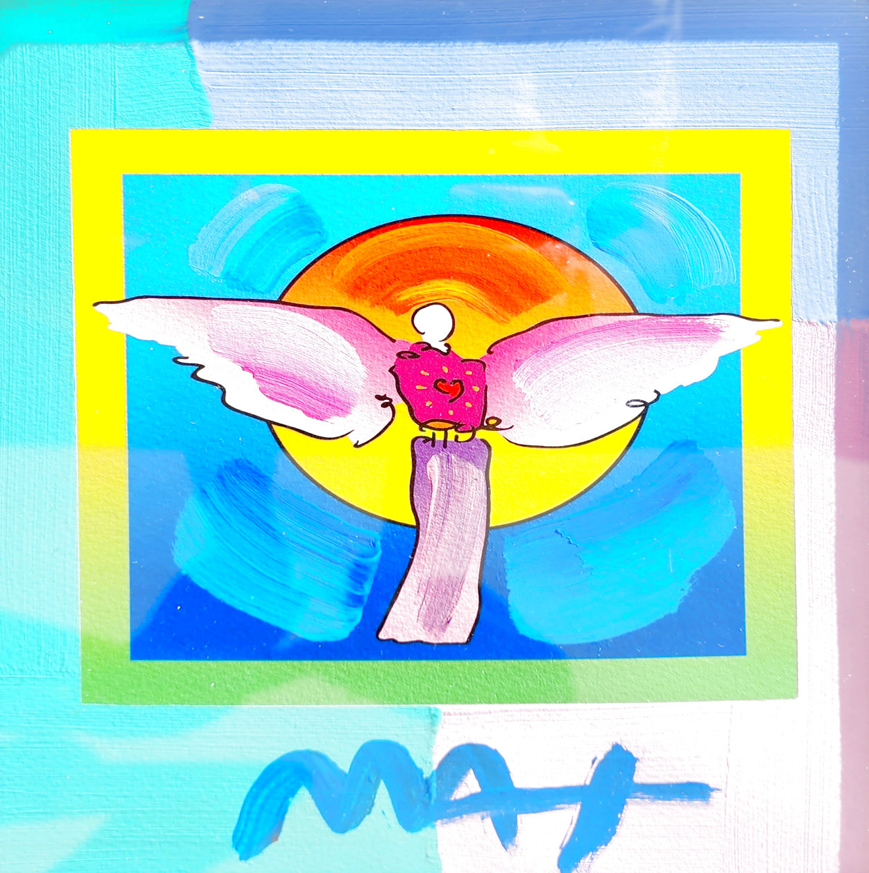 Angel with Sun on Blends Unique 2006 Mixed Media by Peter Max - For ...